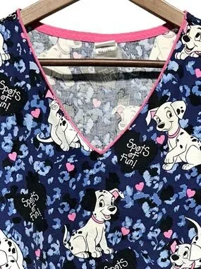Disney | Tops | Disney 1 Dalmatians Spots Of Fun Scrub Top Xxl Cotton ...